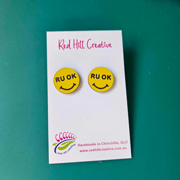 RUOK Surgical Steel Circle Studs – Red Hill Creative